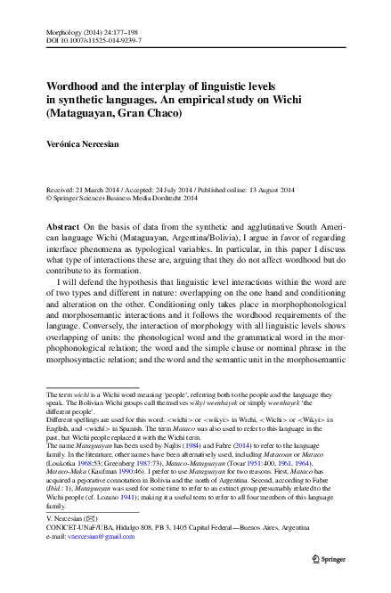(PDF) Wordhood and the interplay of linguistic levels in synthetic ...