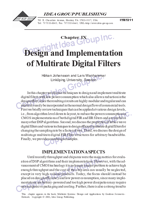 (PDF) Efficient Multirate Digital Filter Design
