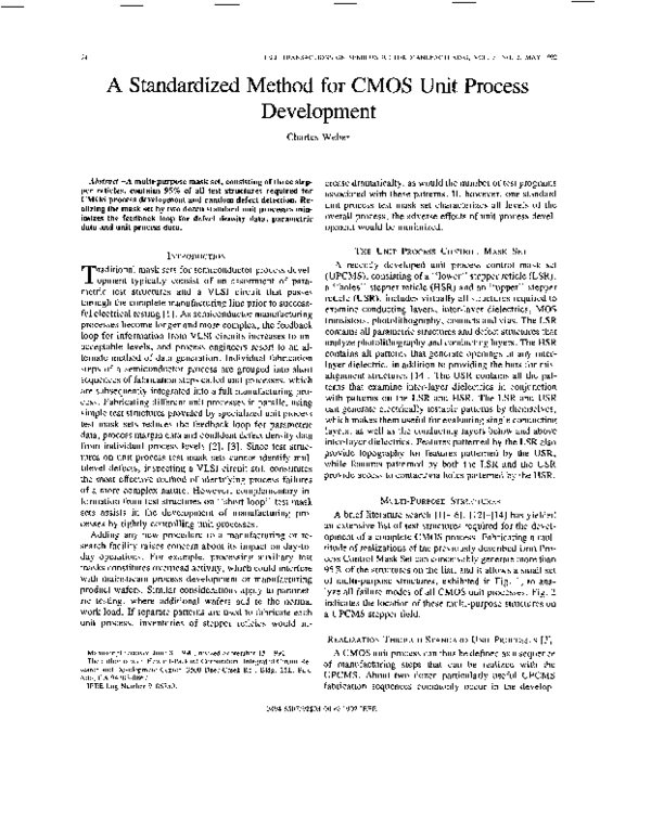 (PDF) A standardized method for CMOS unit process development