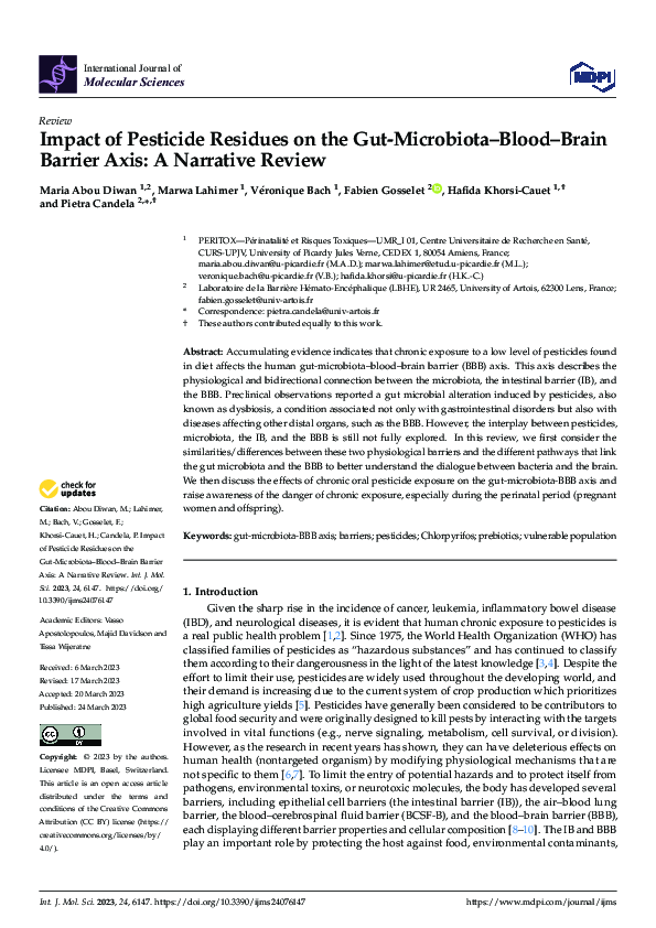 (PDF) Impact of Pesticide Residues on the Gut-Microbiota–Blood–Brain Barrier Axis: A Narrative ...