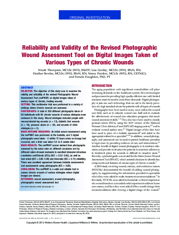 (PDF) Reliability and Validity of the Revised Photographic Wound ...