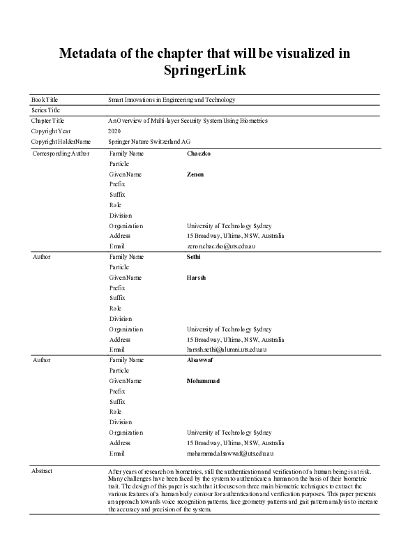 Pdf An Overview Of Multi Layer Security System Using Biometrics