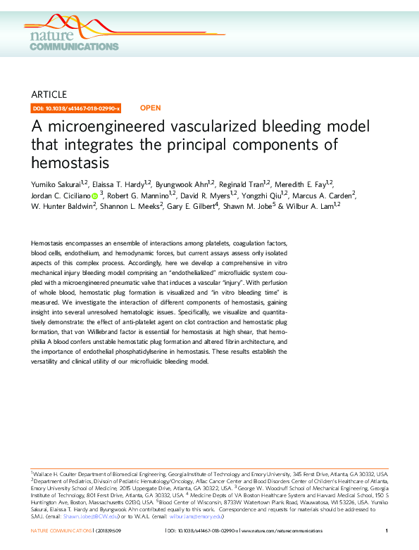 (PDF) A microengineered vascularized bleeding model that integrates the ...