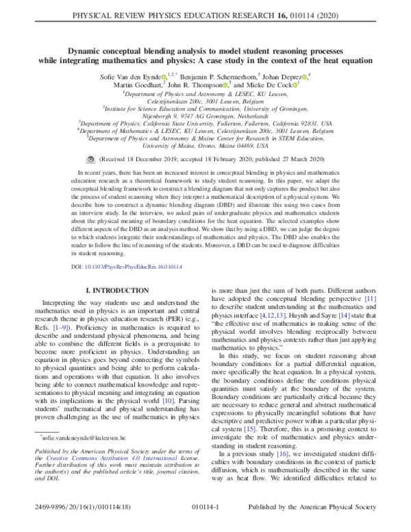 (PDF) Dynamic conceptual blending analysis to model student reasoning processes while ...