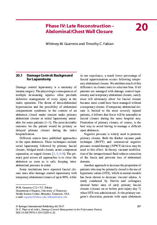 (PDF) Phase IV: Late Reconstruction – Abdominal/Chest Wall Closure