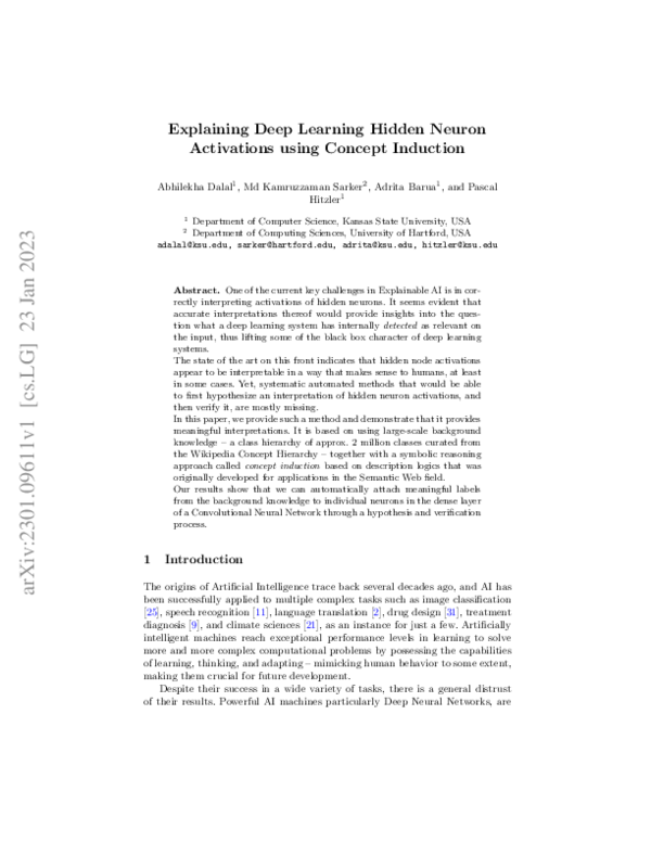 (PDF) Explaining Deep Learning Hidden Neuron Activations using Concept Induction