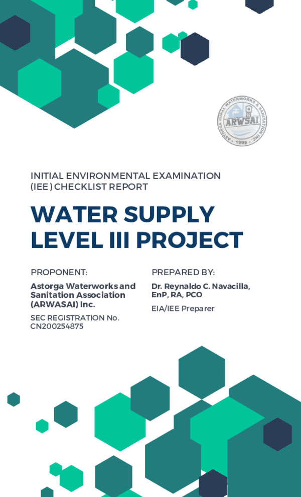 (PDF) Initial Environmental Examination (IEE) Checklist Report-ARWASAI ...