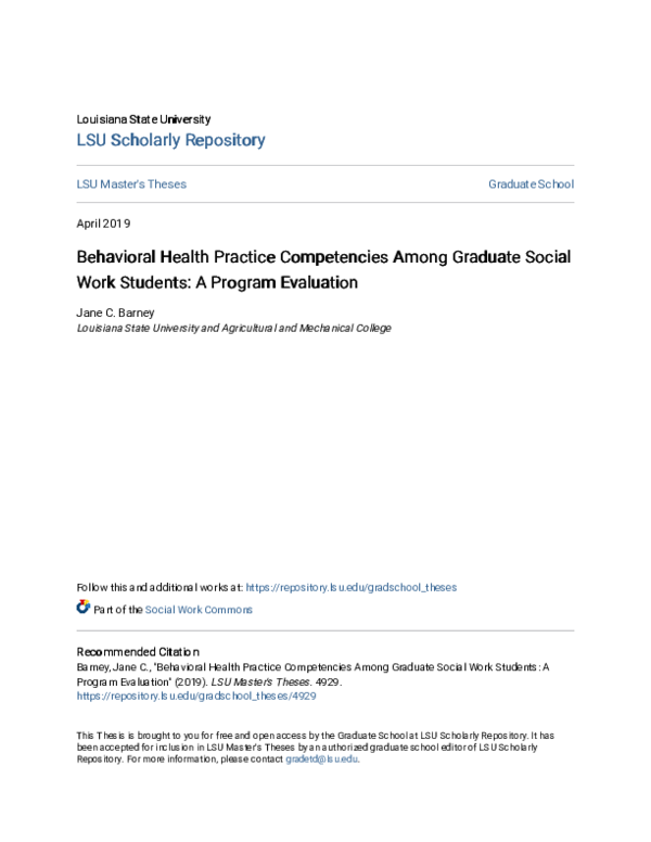 (PDF) Behavioral Health Practice Competencies Among Graduate Social ...