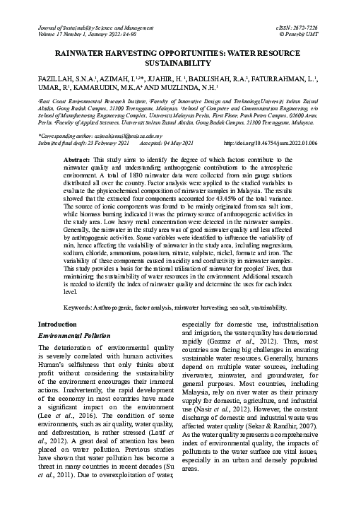 (PDF) Rainwater Harvesting Opportunities: Water Resource Sustainability