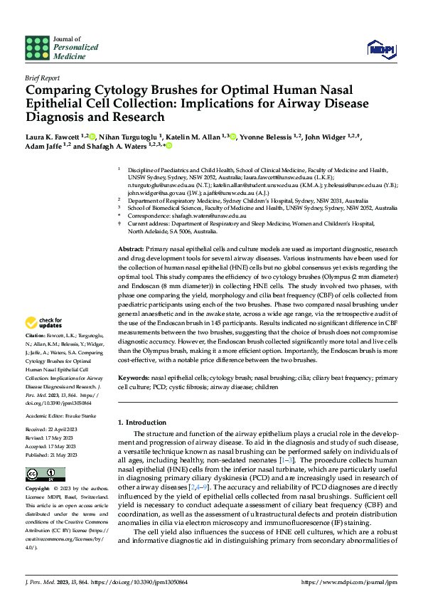 (PDF) Comparing Cytology Brushes for Optimal Human Nasal Epithelial ...