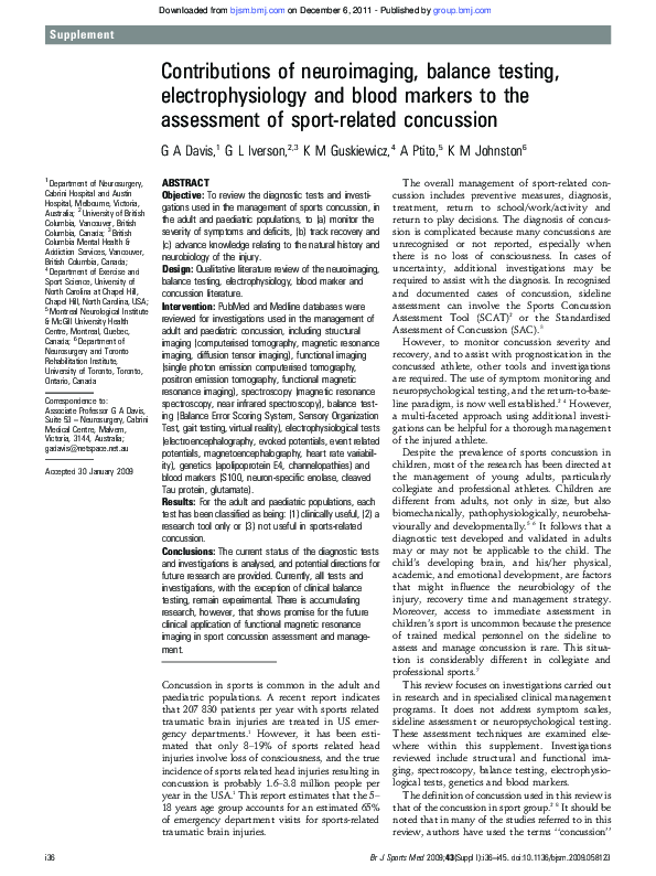 (PDF) Contributions of neuroimaging, balance testing, electrophysiology ...