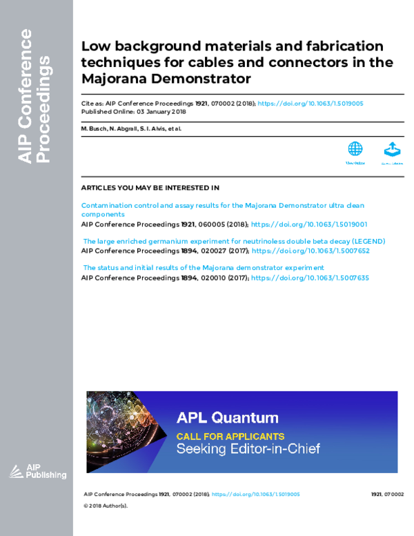 (PDF) Low background materials and fabrication techniques for cables ...