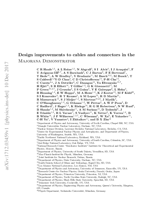 (PDF) Design improvements to cables and connectors in the Majorana ...