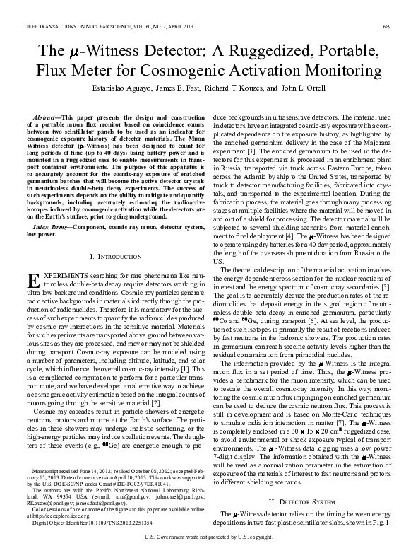 (PDF) The /spl mu/-Witness Detector: A Ruggedized, Portable, Flux Meter ...
