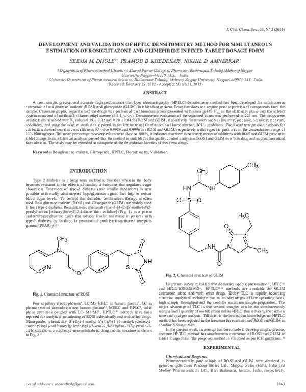(PDF) Development and Validation of HPTLC Densitometry Method for Simultaneous Estimation of ...
