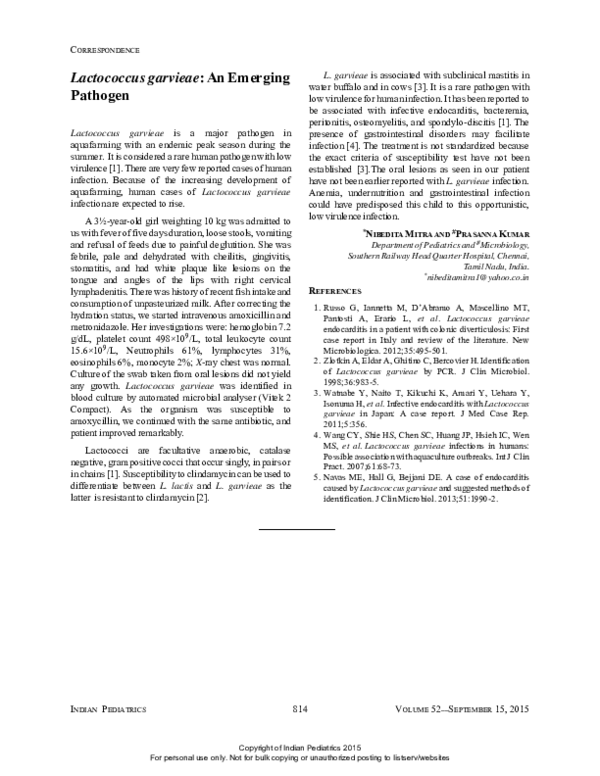 Pdf Lactococcus Garvieae An Emerging Pathogen