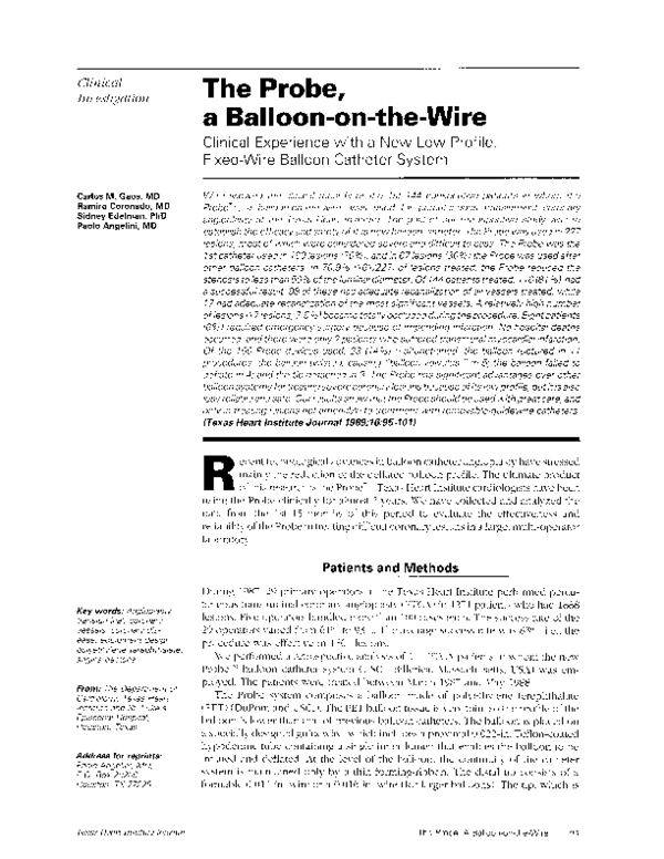 (PDF) The probe, a balloon-on-the-wire: clinical experience with a new ...