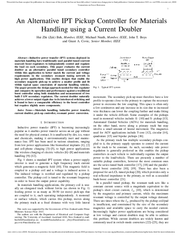 (PDF) An Alternative IPT Pickup Controller for Material Handling Using ...