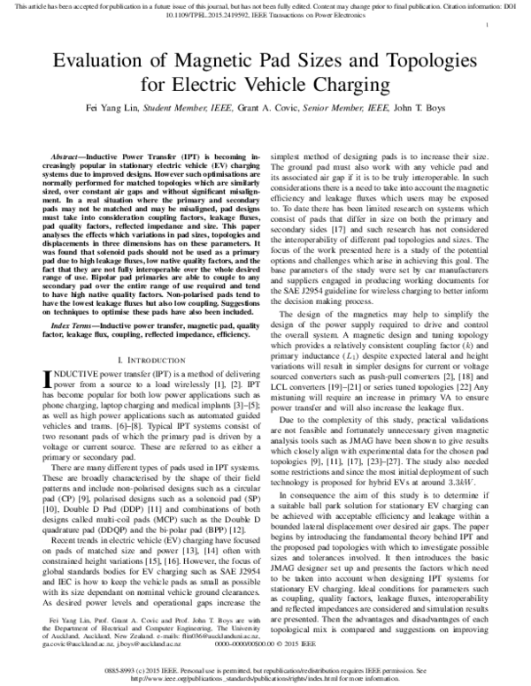 (PDF) Evaluation of Magnetic Pad Sizes and Topologies for Electric ...
