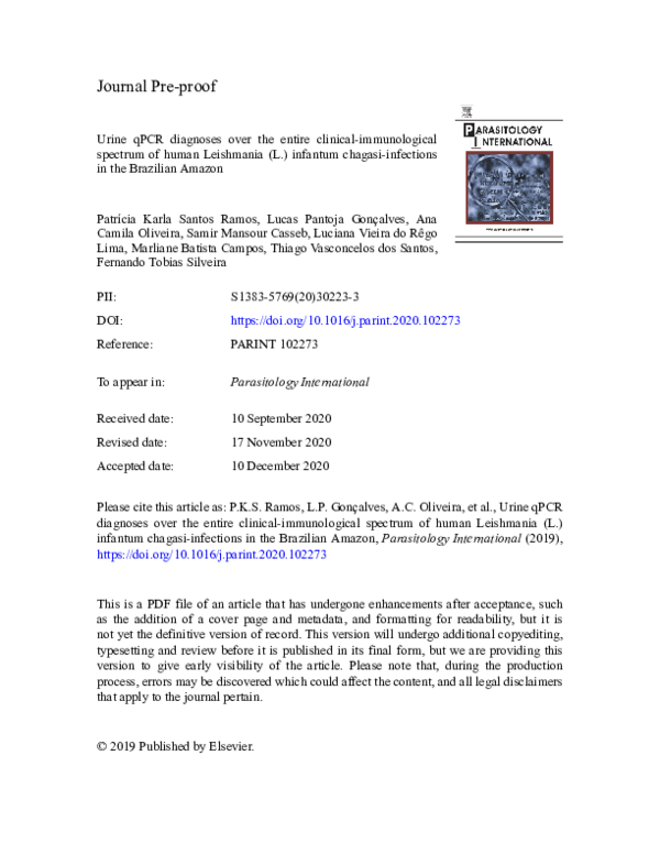 (PDF) Urine qPCR diagnoses over the entire clinical-immunological ...