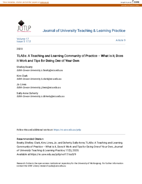 (PDF) TLABs: A Teaching and Learning Community of Practice – What is it ...