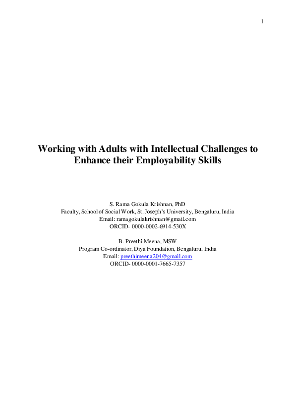 (PDF) Working with Adults with Intellectual Challenges to Enhance their ...