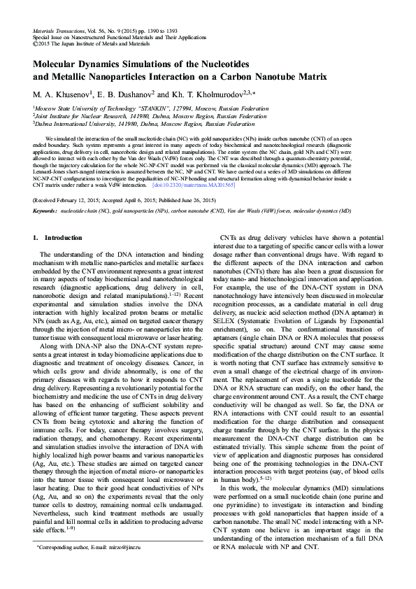 (PDF) Molecular Dynamics Simulations of the Nucleotides and Metallic ...