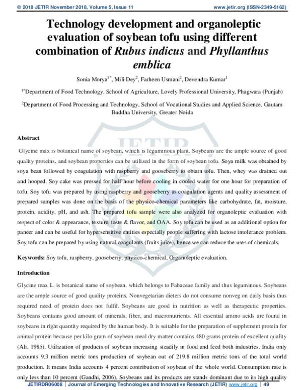 (PDF) Technology development and organoleptic evaluation of soybean ...
