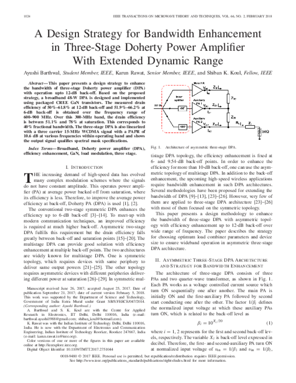 (PDF) A Design Strategy for Bandwidth Enhancement in Three-Stage Doherty Power Amplifier With ...