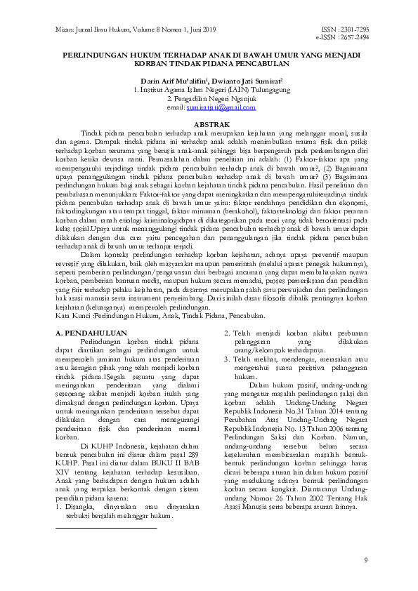 (PDF) Perlindungan Hukum Terhadap Anak DI Bawah Umur Yang Menjadi Korban Tindak Pidana ...