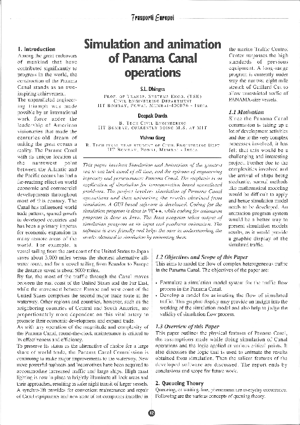(PDF) Simulation and animation of Panama Canal operations