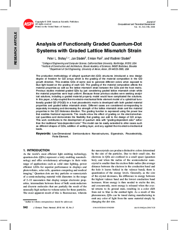 (PDF) Analysis of Functionally Graded Quantum-Dot Systems with Graded ...