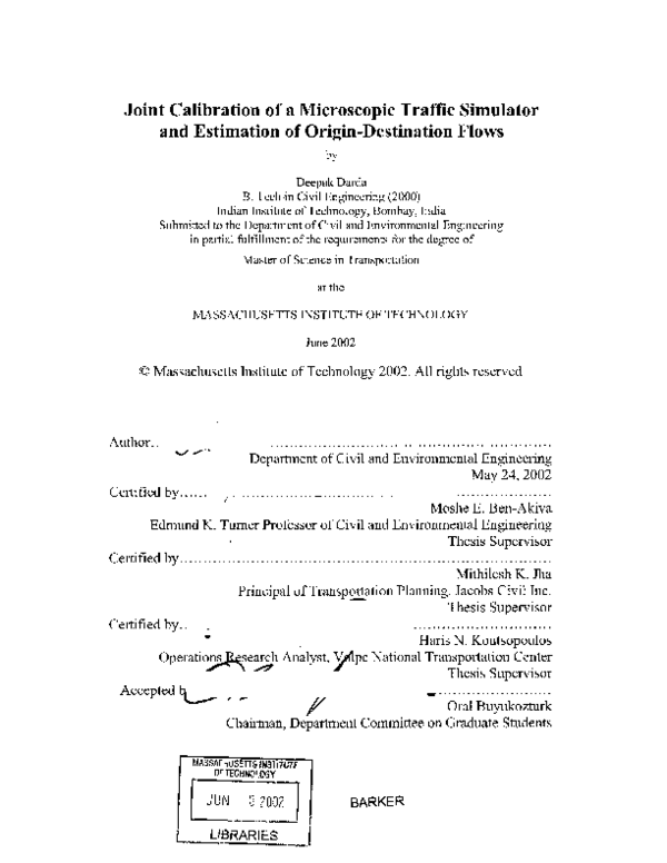 (PDF) Joint Calibration of Traffic Simulation and OD Flows