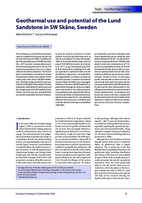 (PDF) Geothermal use and potential of the Lund Sandstone in SW Skåne ...
