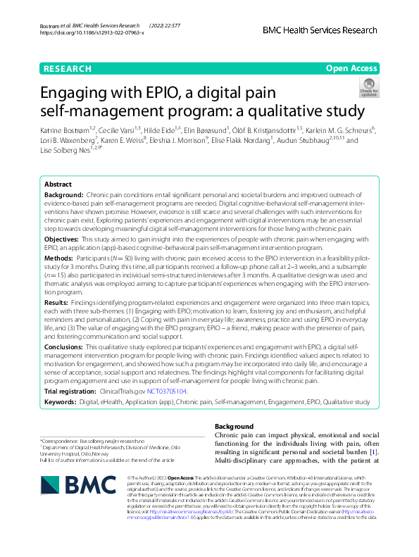 (PDF) Patient Engagement with EPIO for Pain Management