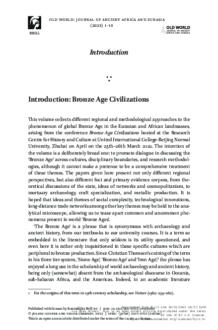 (PDF) Introduction: Bronze Age Civilizations