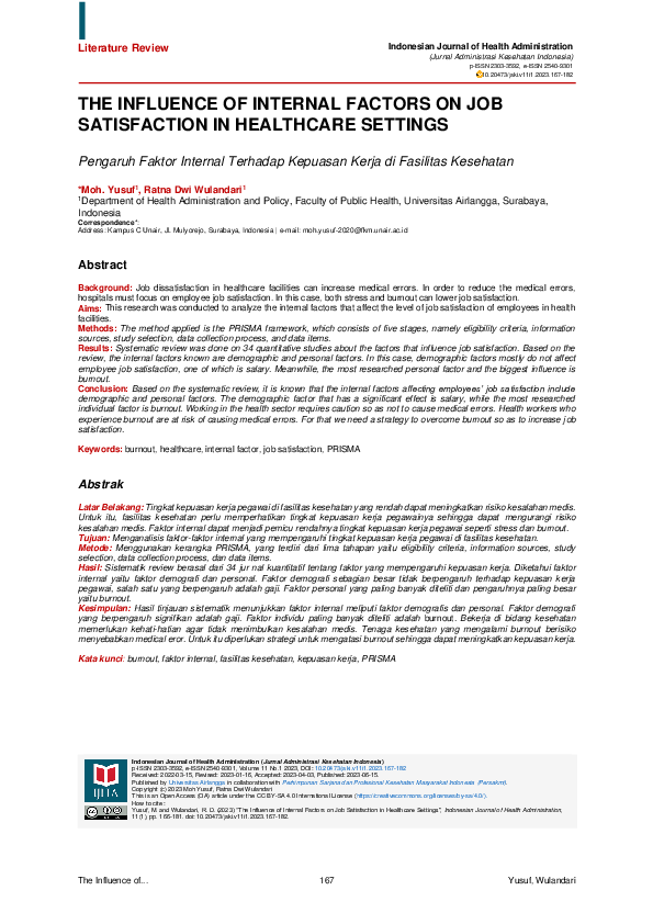 (PDF) The Influence of Internal Factors on Job Satisfaction in ...