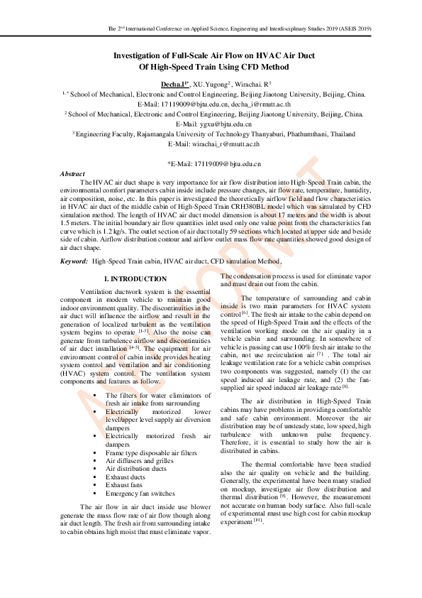 (PDF) Investigation of Full-Scale Air Flow on HVAC Air Duct Of High ...