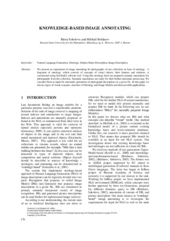 (PDF) Knowledge-Based Image Annotating | Mikhail Boldasov - Academia.edu