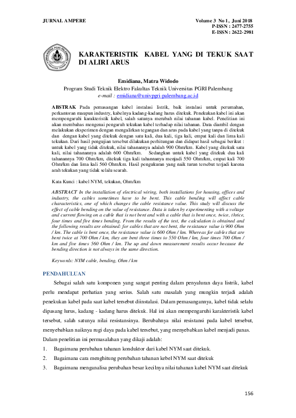 (PDF) Karakteristik Kabel Yang DI Tekuk Saat DI Aliri Arus