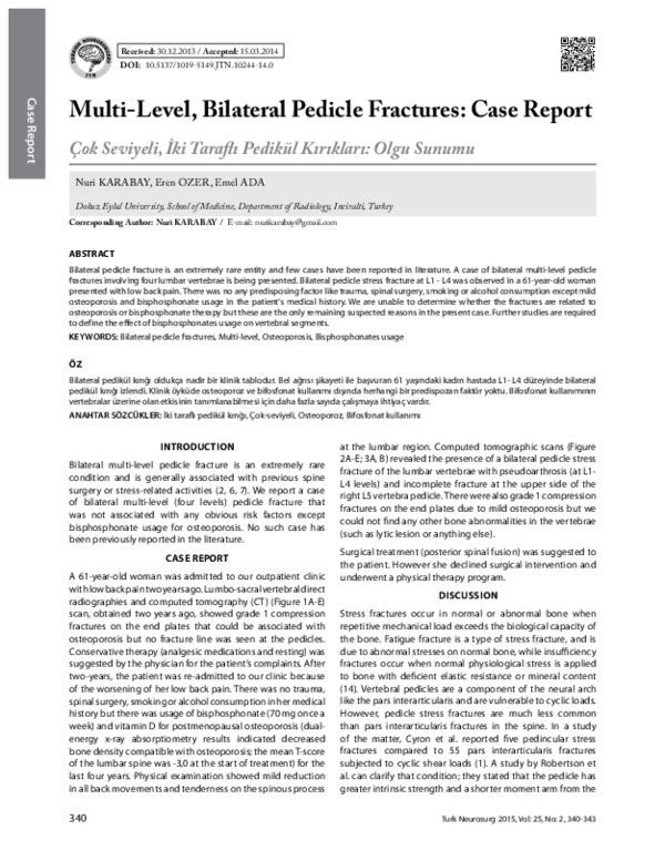 (PDF) Multi-level, bilateral pedicle fractures: case report