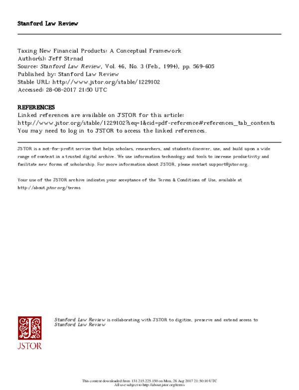 (PDF) Taxing New Financial Products: A Conceptual Framework