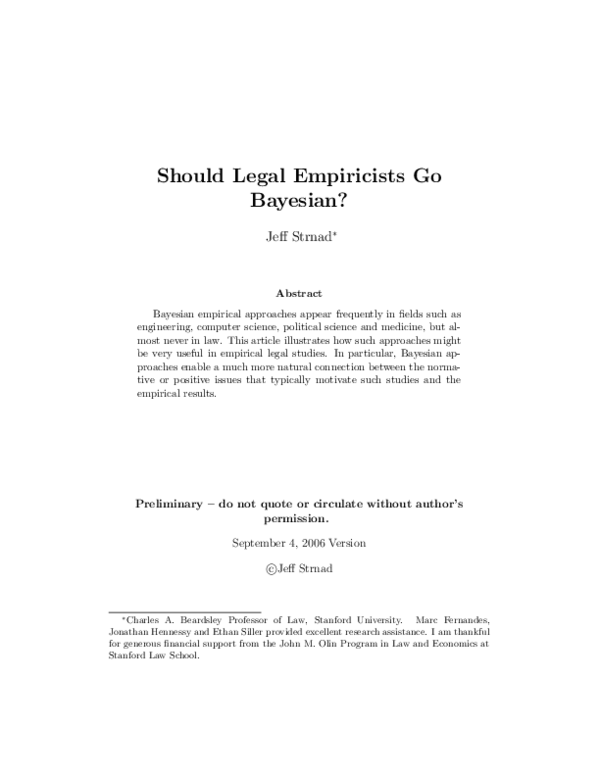 (PDF) Should Legal Empiricists Go Bayesian? | Jeff Strnad - Academia.edu