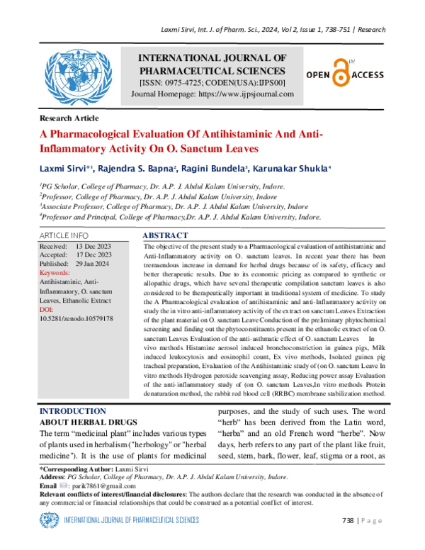 (PDF) A Pharmacological Evaluation Of Antihistaminic And Anti ...