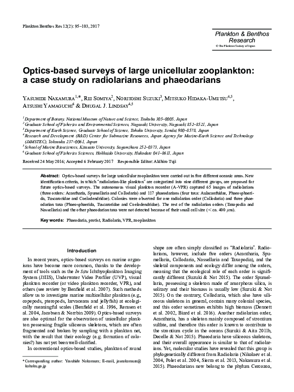 (PDF) Optics-based surveys of large unicellular zooplankton: a case ...