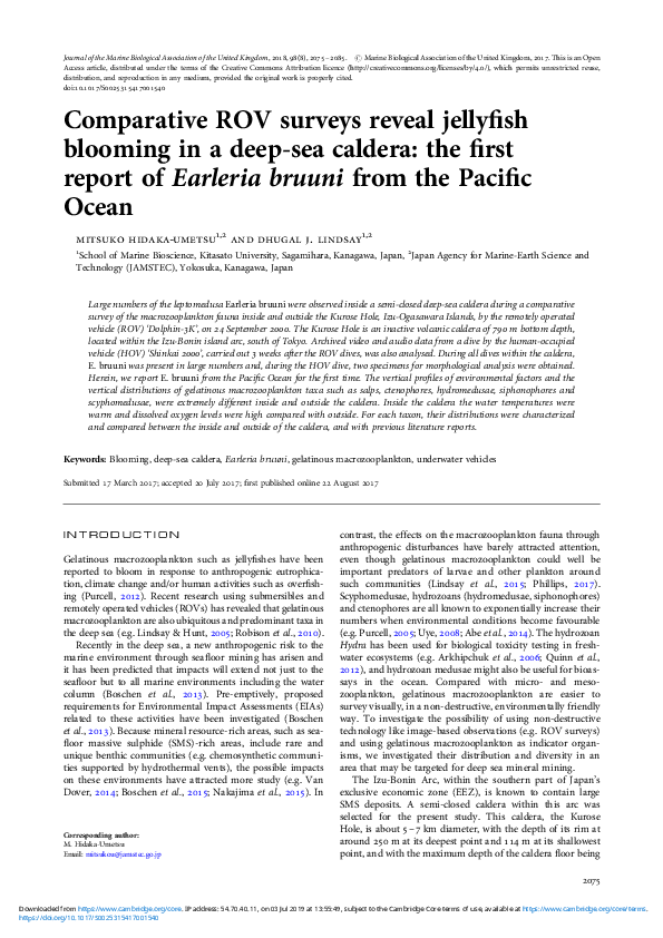 (PDF) Comparative ROV surveys reveal jellyfish blooming in a deep-sea ...