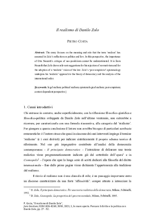 (PDF) Il realismo di Danilo Zolo