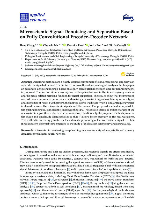 Pdf Microseismic Signal Denoising And Separation Based On Fully Convolutional Encoderdecoder
