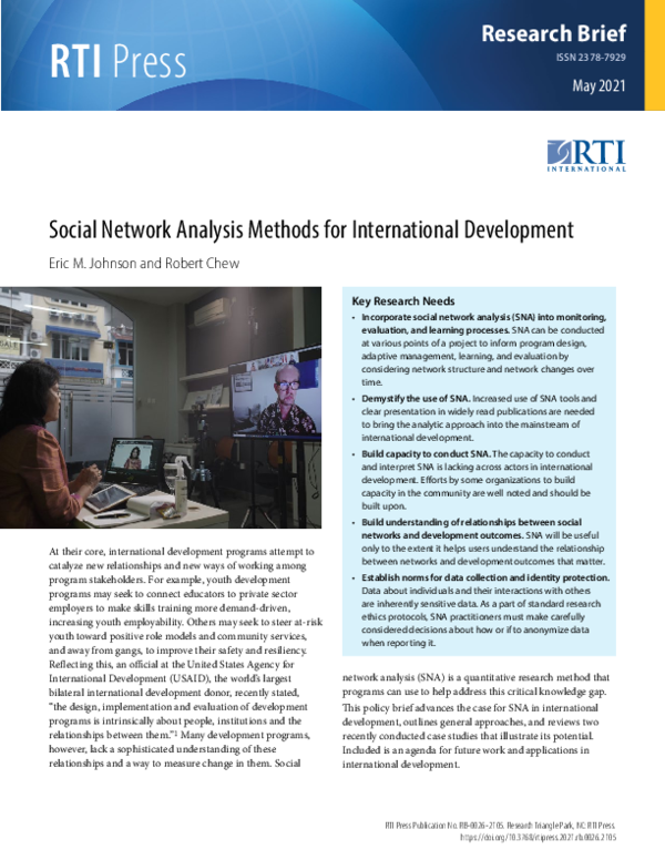 (PDF) Social Network Analysis Methods for International Development