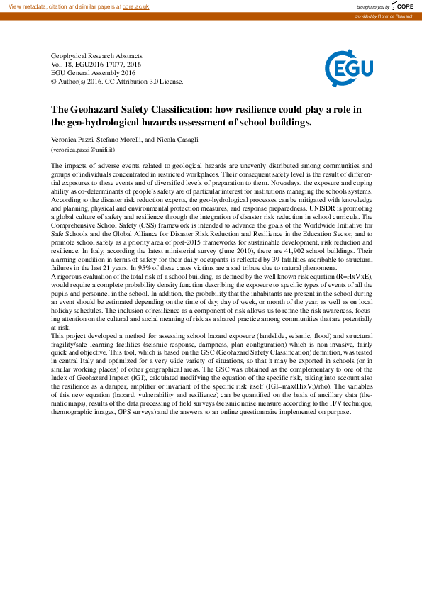 (PDF) The Geohazard Safety Classification: how resilience could play a ...